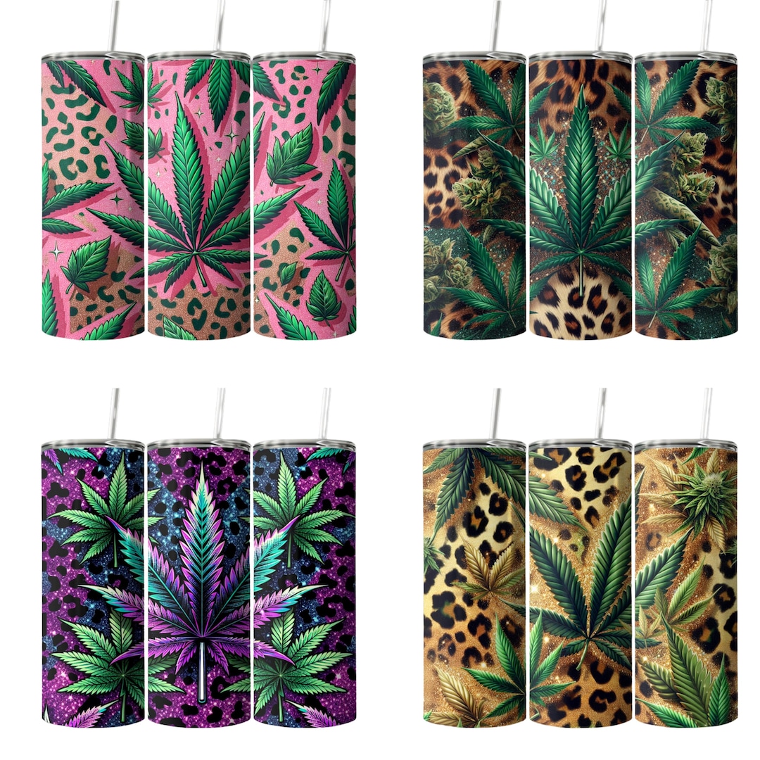 Weed Tumbler Wrap Bundle, 4 Pack 20oz Skinny Design Sublimations, PNG ...