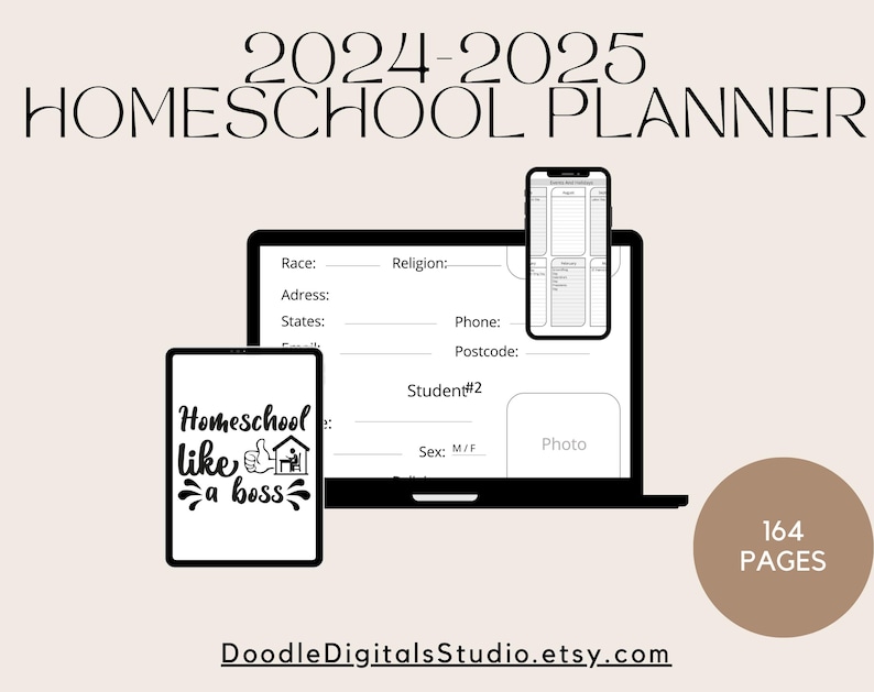 2024-2025 Homeschool Planner, Academic Lesson Organizer, Monthly ...