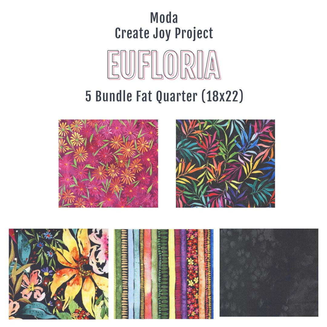 Fabric Moda Eufloria 5 Bundle Fat Quarter 18x22 Cotton Quilting 39744 ...
