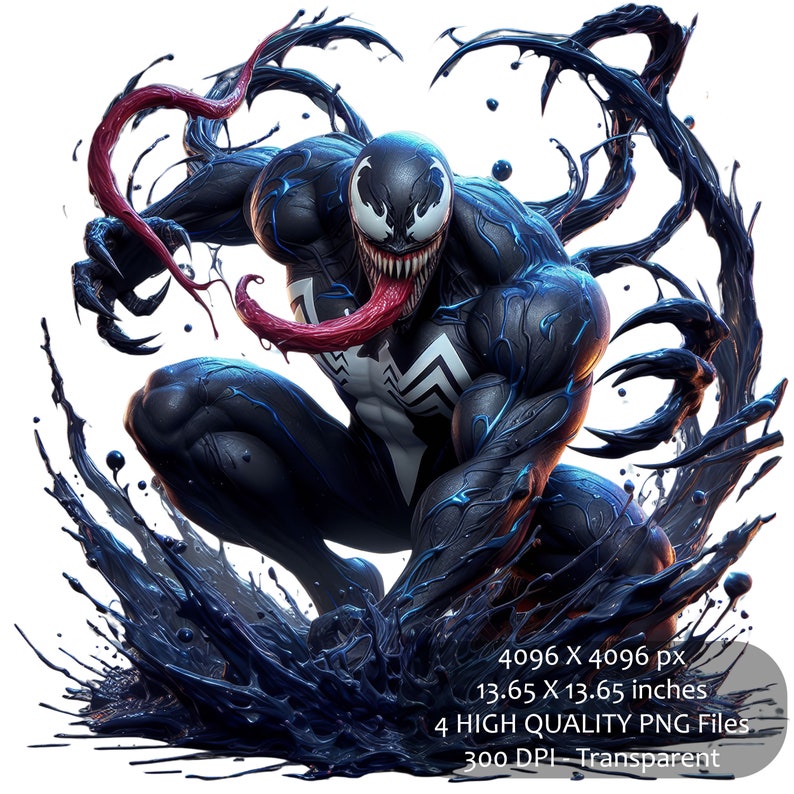 5 Venom Splash and Watercolor Clipart Sublimation PNG Files | High ...