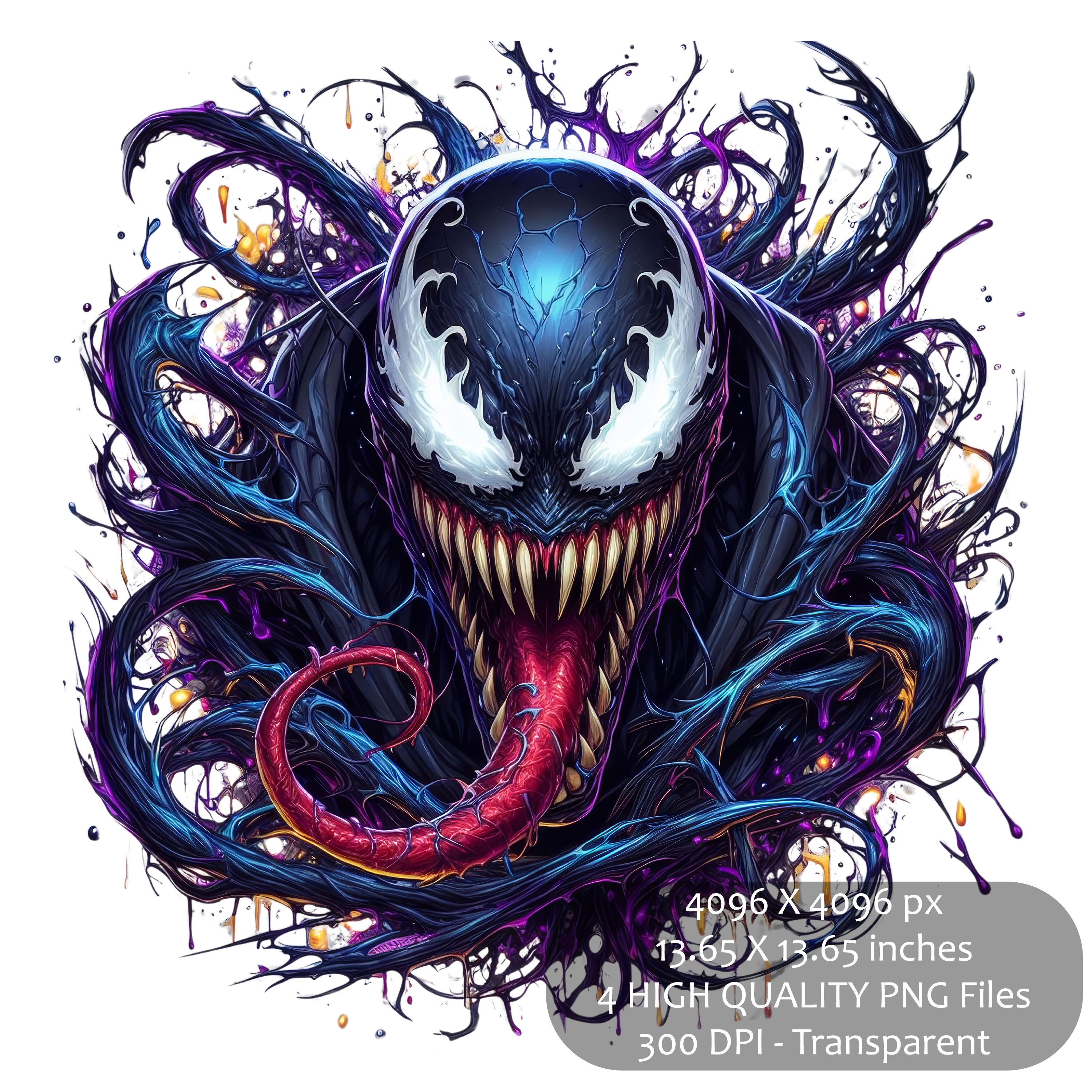5 Venom Splash and Watercolor Clipart Sublimation PNG Files | High ...