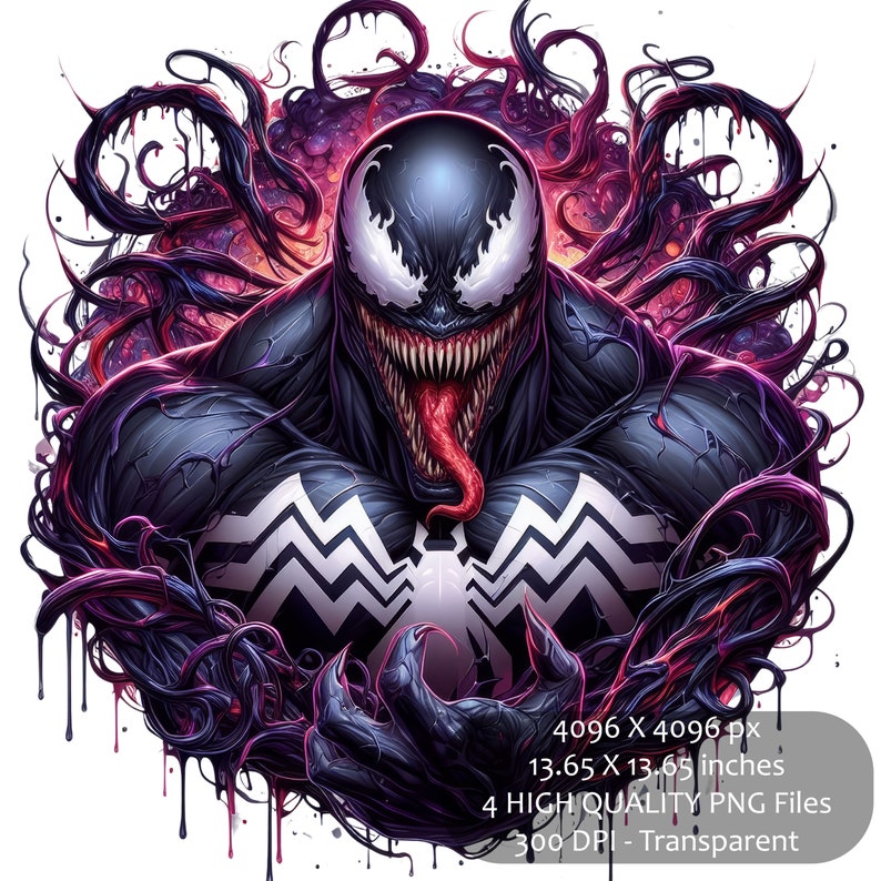 5 Venom Splash and Watercolor Clipart Sublimation PNG Files | High ...