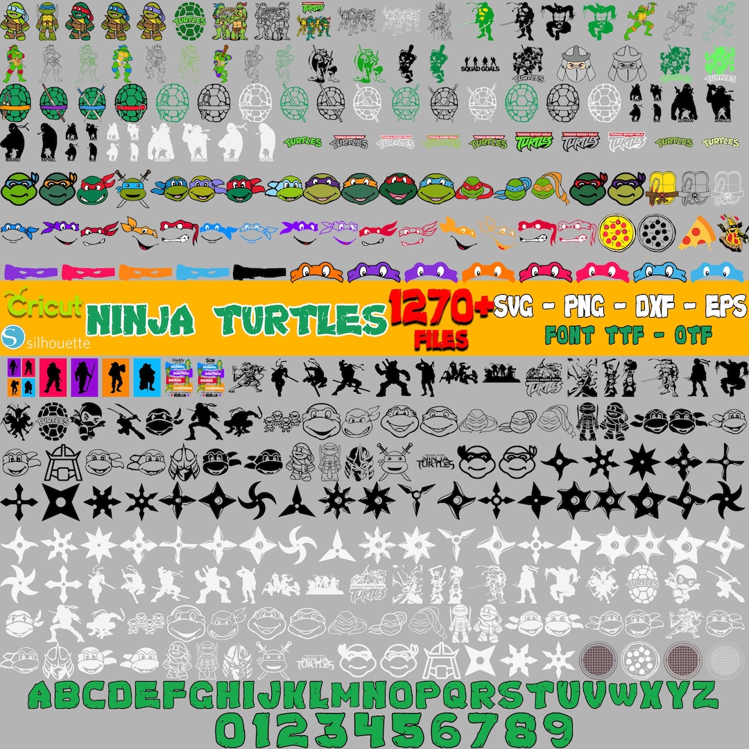 1270+ Files, 315+ Unique Layered Designes, Ninja Turtles Bundle, Cricut ...