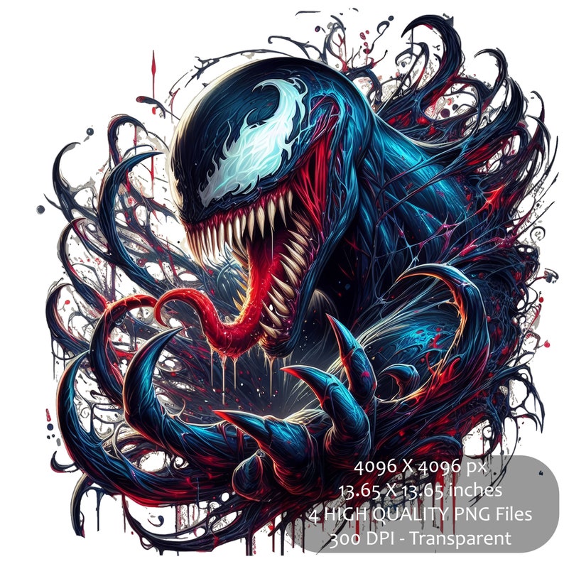 5 Venom Splash and Watercolor Clipart Sublimation PNG Files | High ...