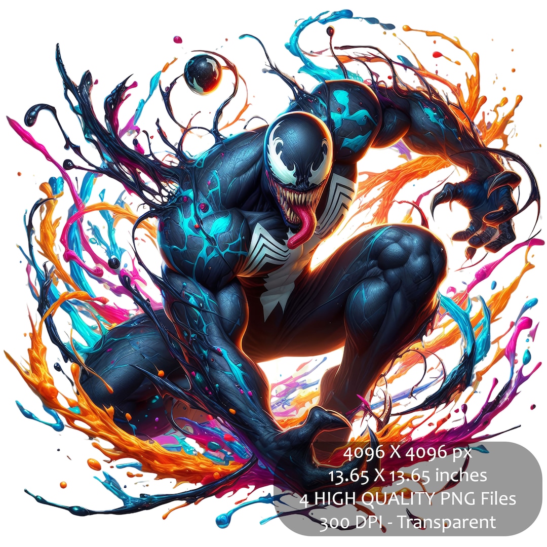 4 Venom Splash and Watercolor Clipart Sublimation PNG Files | High ...