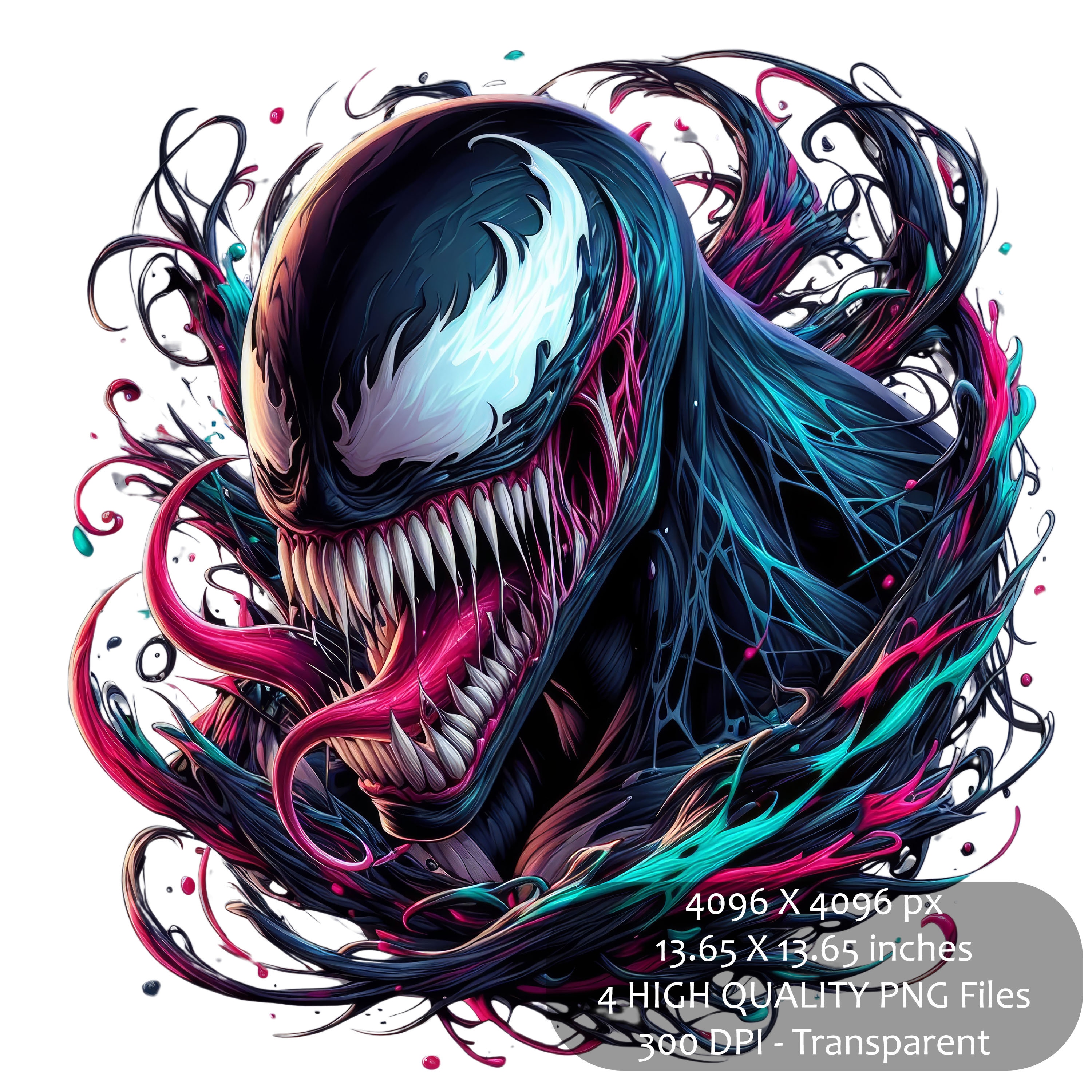 5 Venom Splash and Watercolor Clipart Sublimation PNG Files | High ...
