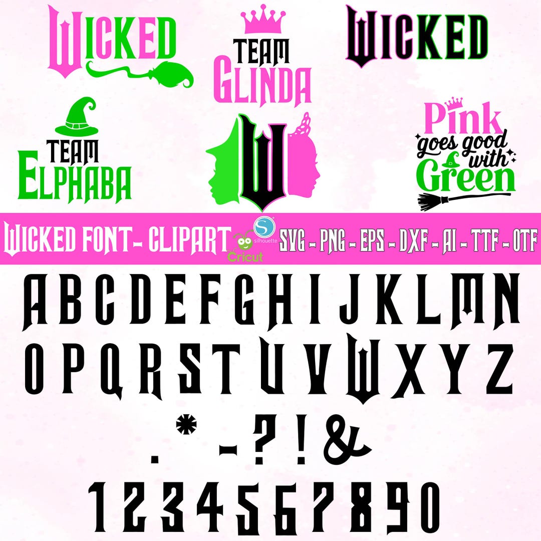 Custom Wicked Font and Clipart OTF TTF | Witch Font | Letters Numbers ...