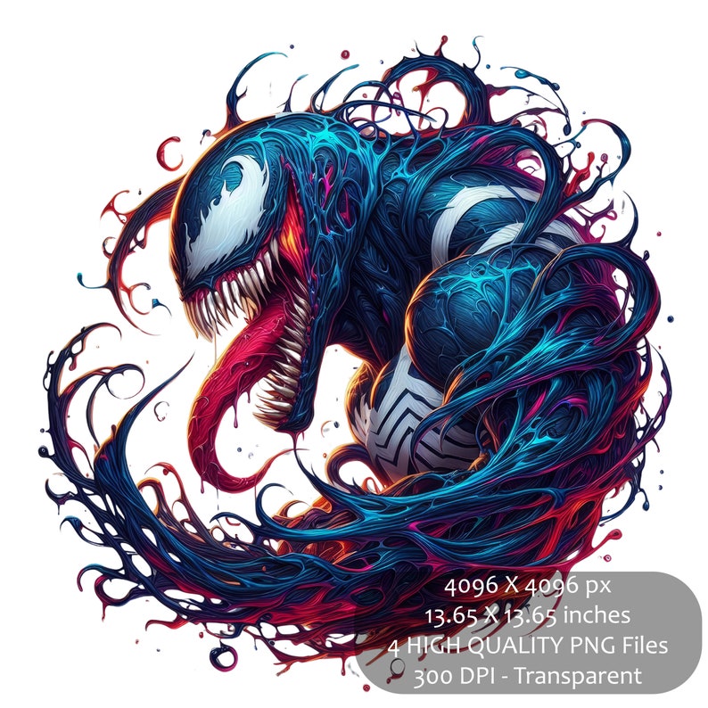 5 Venom Splash and Watercolor Clipart Sublimation PNG Files | High ...