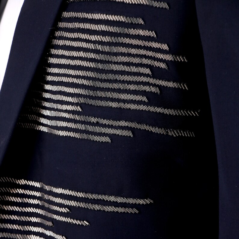 Men's Navy Blue Silver Embroidered Designer Tuxedo Dinner Suit. - Etsy
