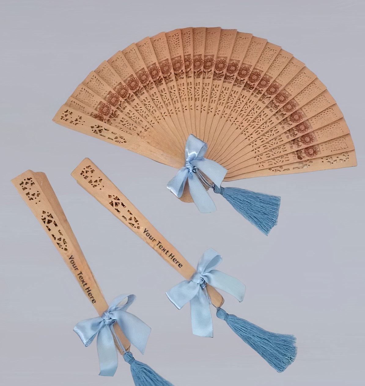 Personalised Coloured Fan With Bow 30pc Custom Wedding Favour for ...