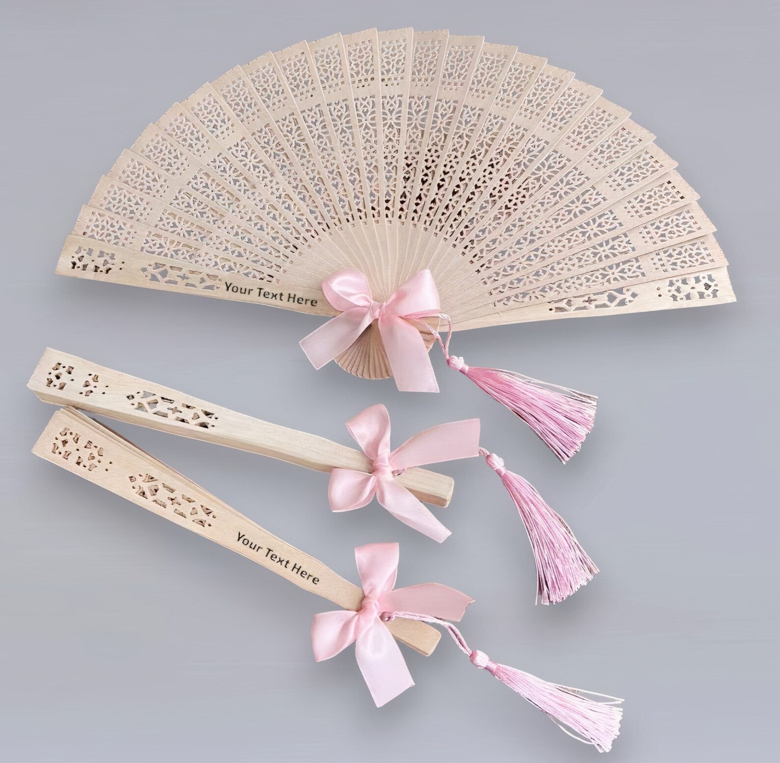 Personalised Coloured Fan With Bow 30pc Custom Wedding Favour for ...
