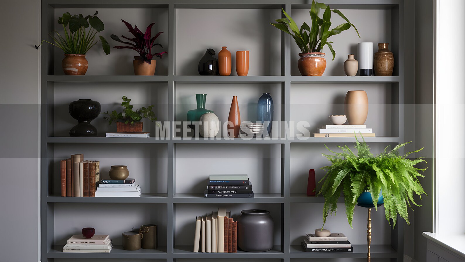 Zoom Digital Background of Classic Gray Shelves for Online Digital Zoom ...