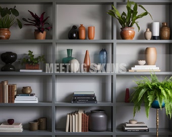 Zoom Digital Background of Classic White Shelves for Online Digital ...