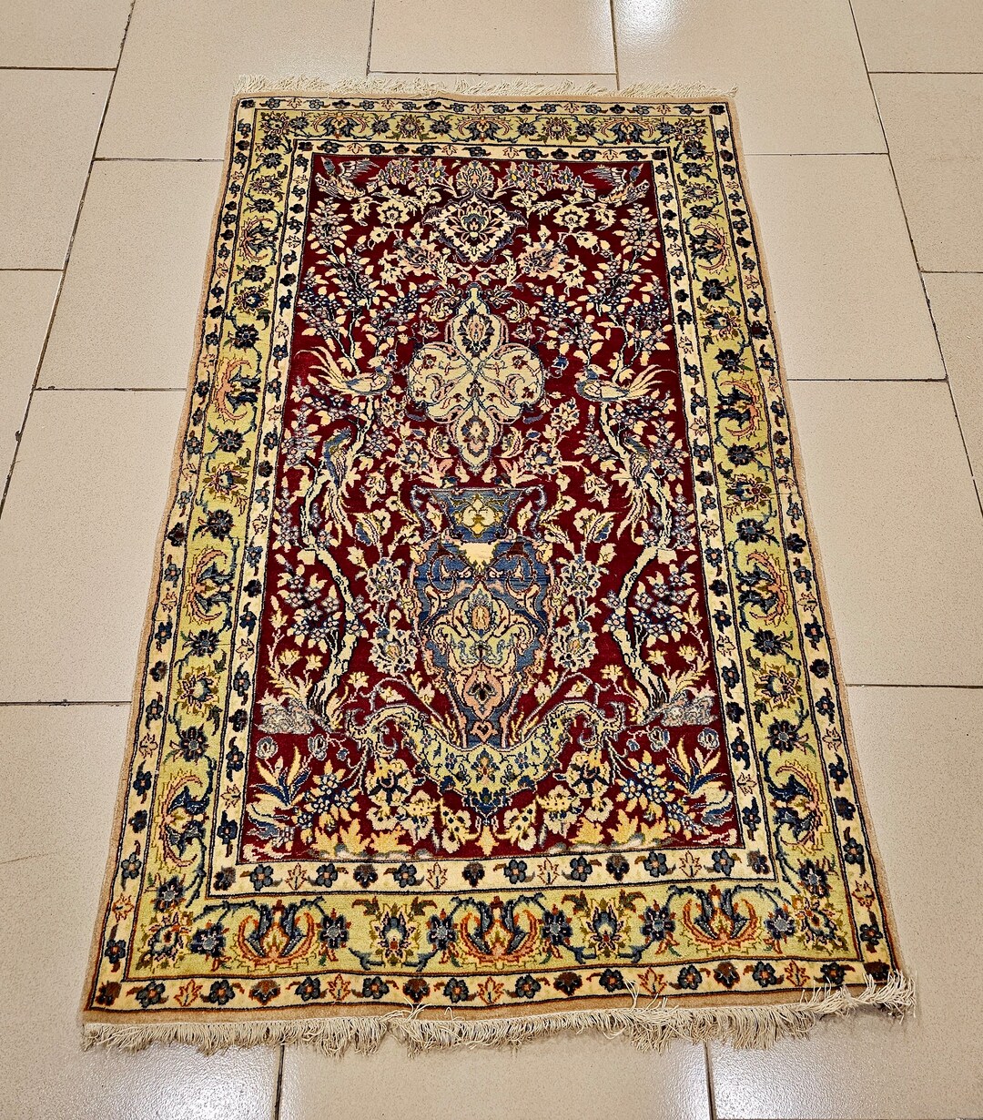 Middle Eastern Authentic Isfahan Red Golden Floral Rug High Quality ...