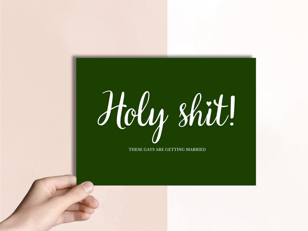 Holy Sh T Wedding Invite Green Gay Wedding Invite Lesbian Wedding Invite Lgbt Wedding