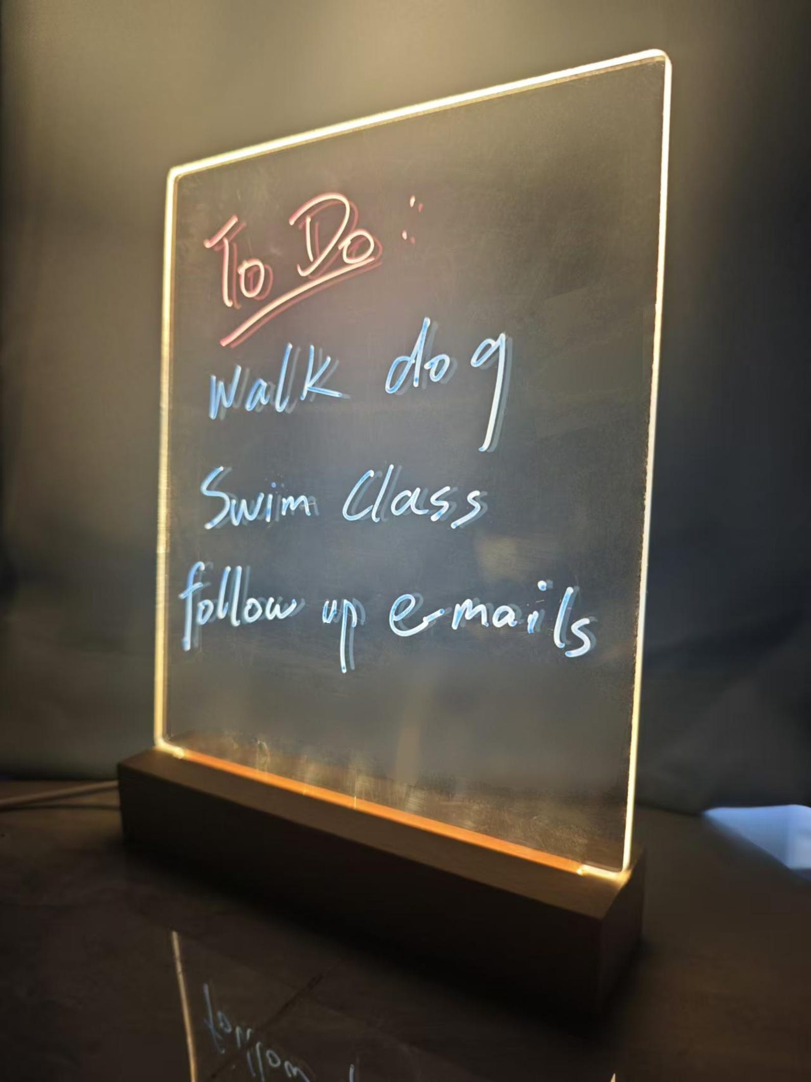 Acrylic Dry Erase Board With Wooden Light up Stand - Etsy