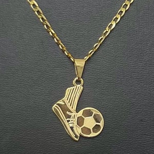 14K Gold Filled Soccer Boot Shoes Pendant Necklace 22" • Curb Link ...