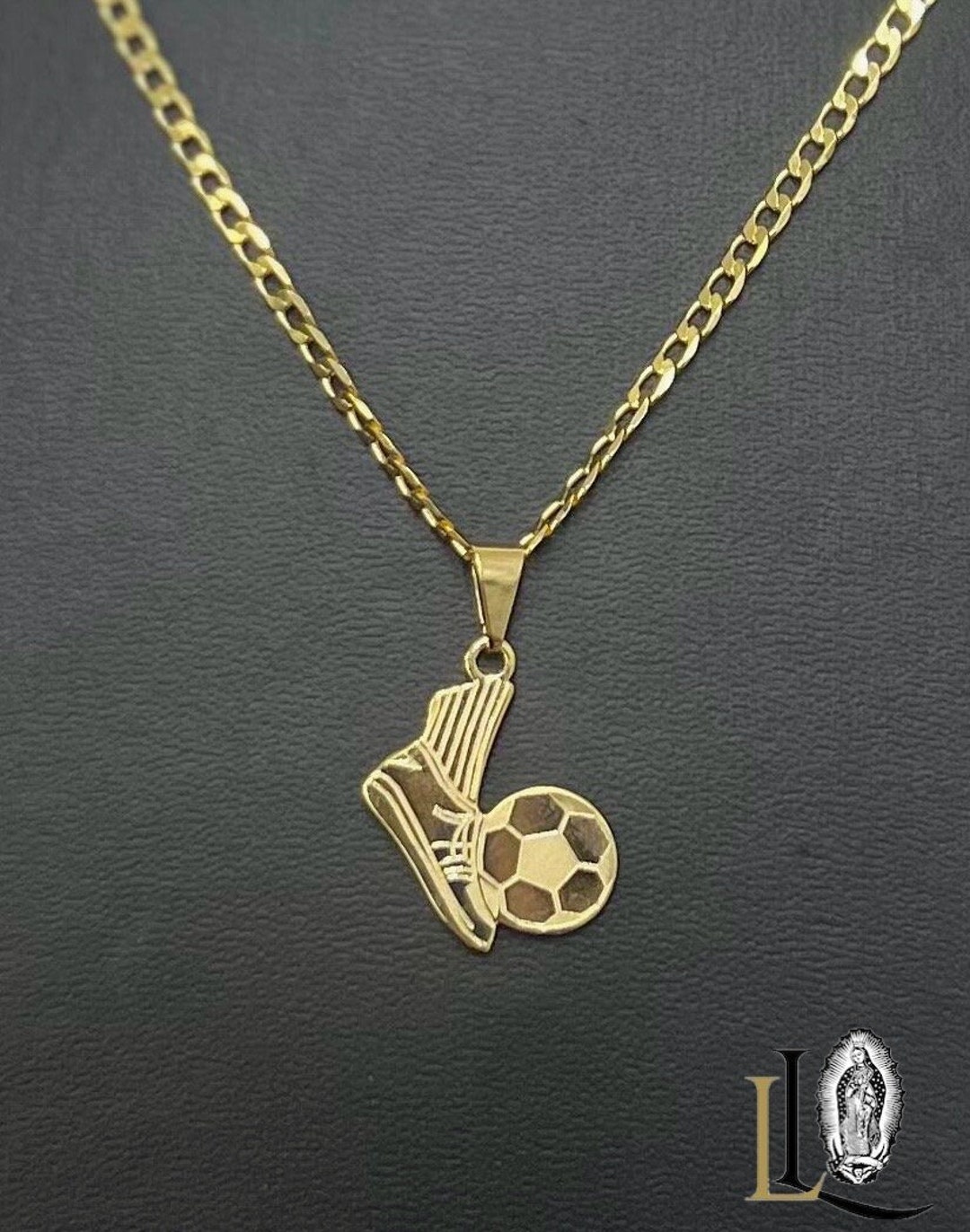 14K Gold Filled Soccer Boot Shoes Pendant Necklace 22" • Curb Link ...