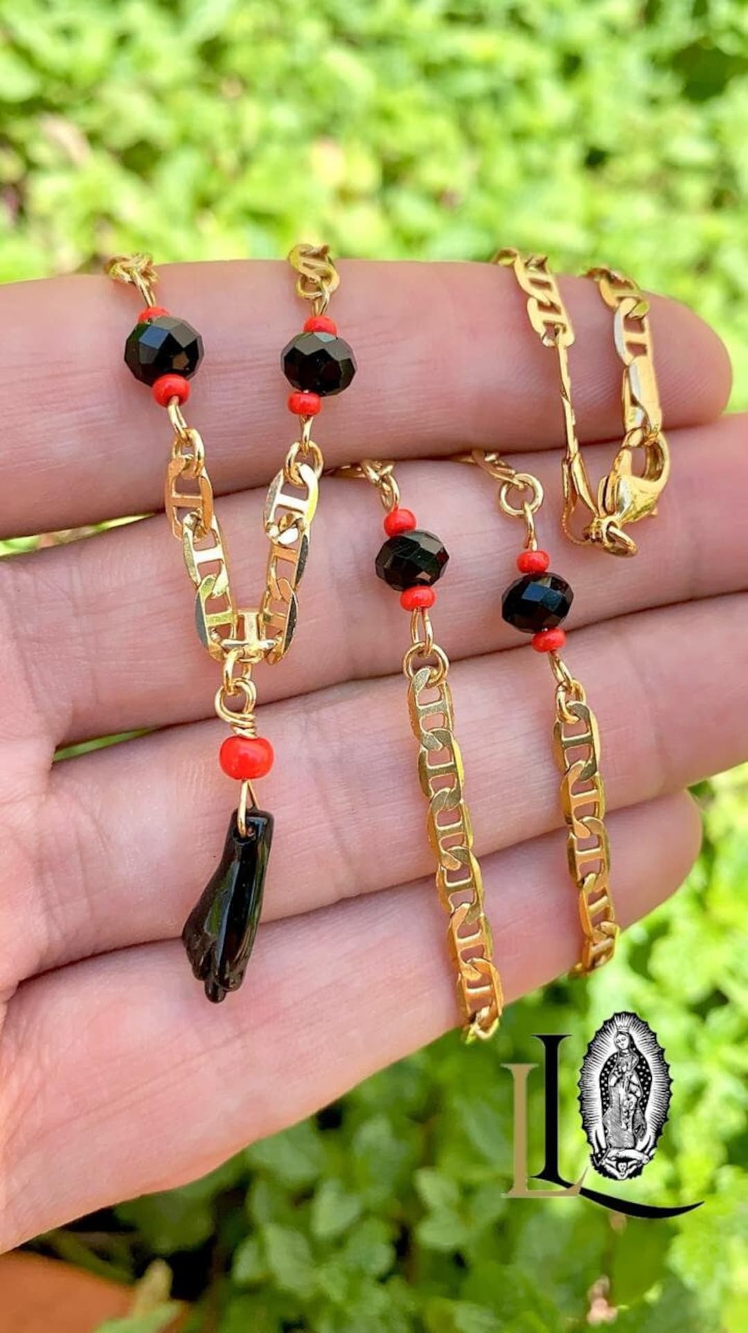 14K Gold Filled Azabache Fist Pendant Necklace: Good Luck Protection ...