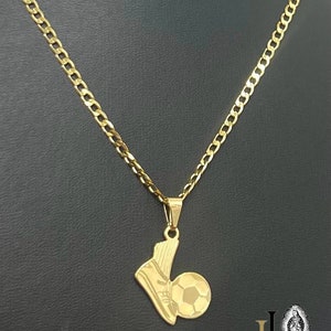 14K Gold Filled Soccer Boot Shoes Pendant Necklace 22" • Curb Link ...