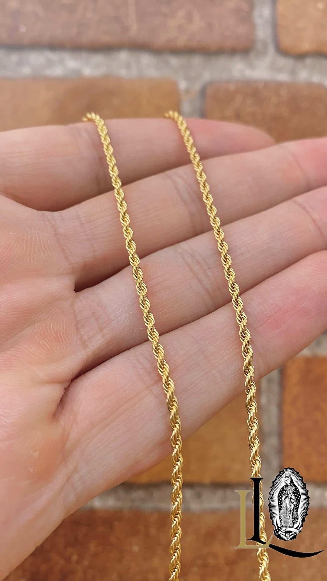 14K Yellow Gold Filled Rope Chain 1.8mm, Womens Girls Fine Necklace 17. ...