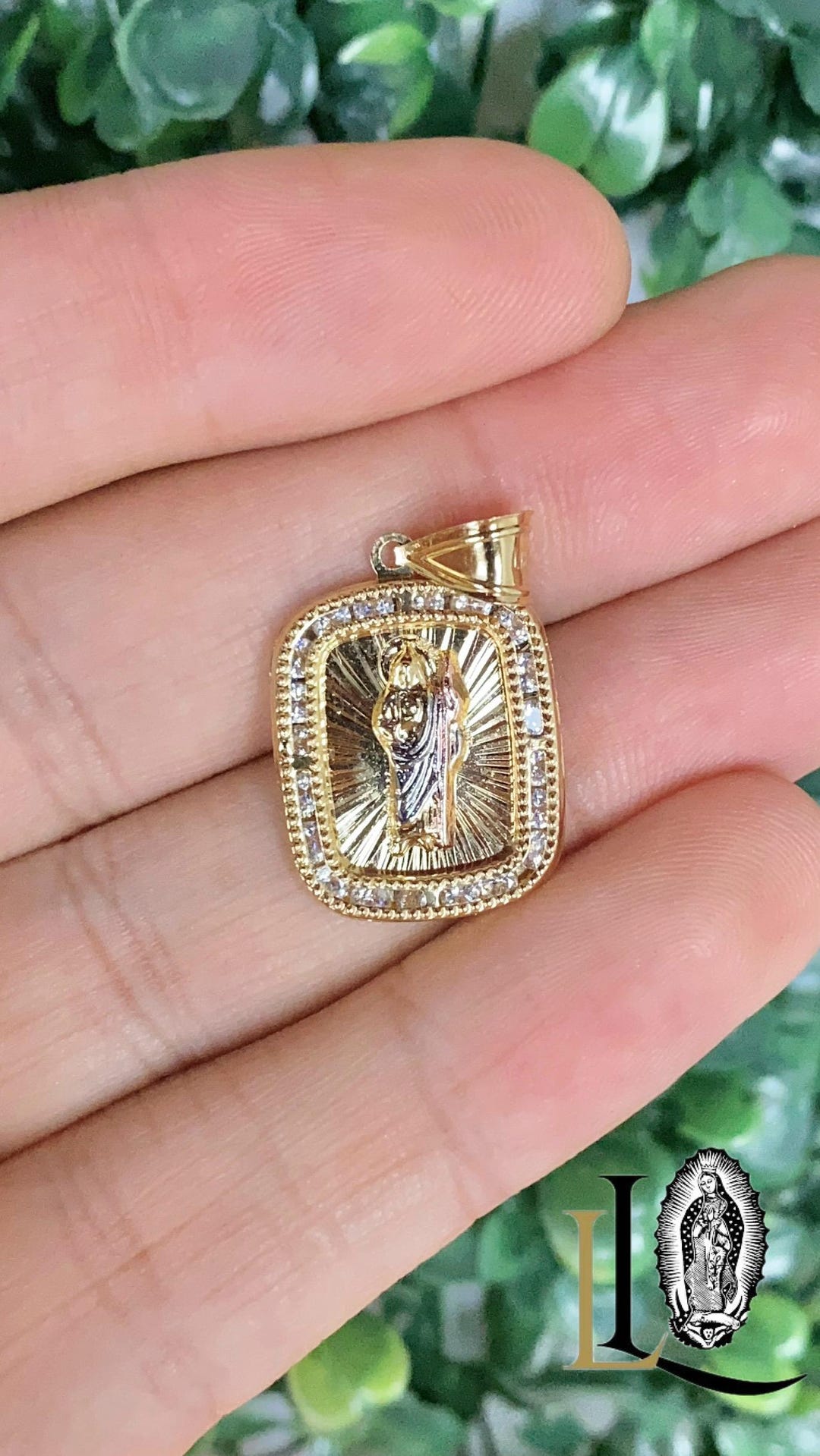 14K Gold Filled San Judas Pendant: Tri-color CZ Saint Jude Charm - Etsy