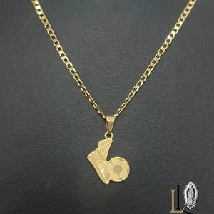 14K Gold Filled Soccer Boot Shoes Pendant Necklace 22" • Curb Link ...