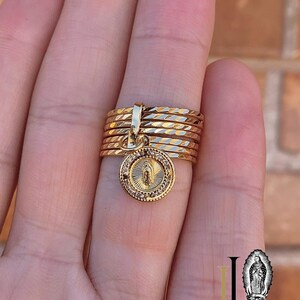 14K Gold Filled Virgen De Guadalupe Semanario Ring CZ for Womens Girls ...