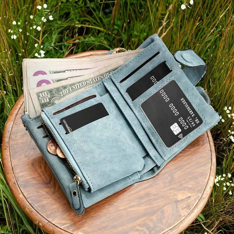Highland Cow Wallet, Tri-fold Leather Wallet, Custom Name Wallet, Tri ...