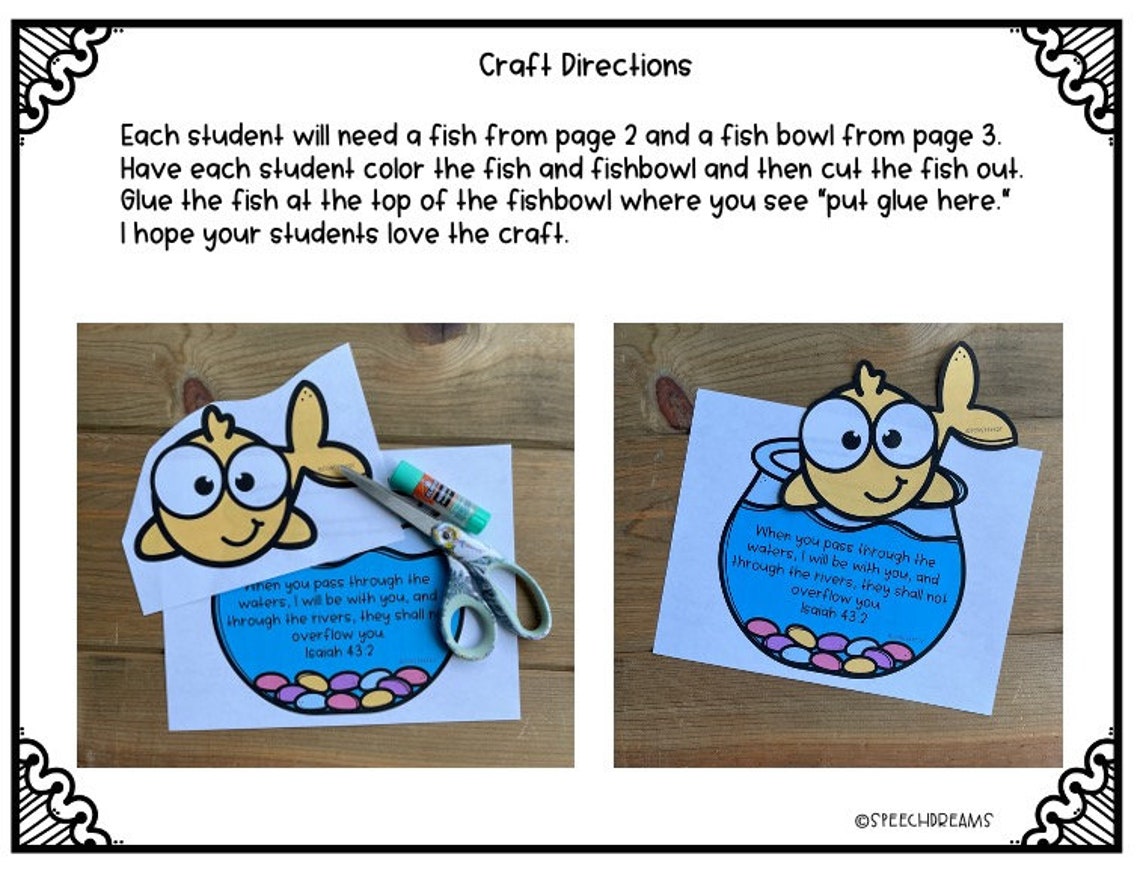 Christian Kids Craft Fish Bible Isaiah 43:2 Summer Educational ...