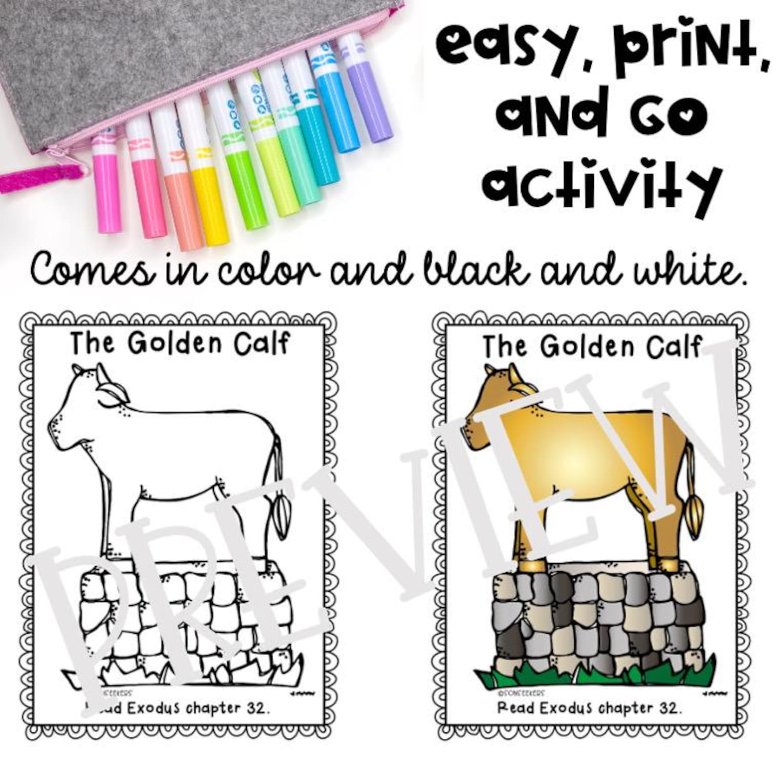 Golden Calf Bible Craft: Moses & Ten Commandments Sunday School ...