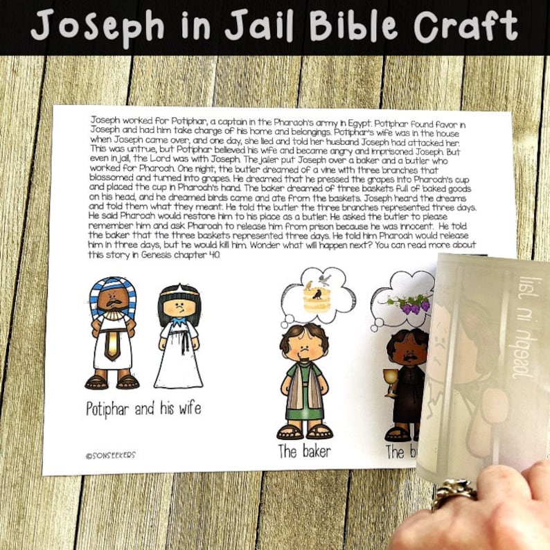Joseph in Jail Bible Craft: Sunday School Activity (printable PDF) - Etsy