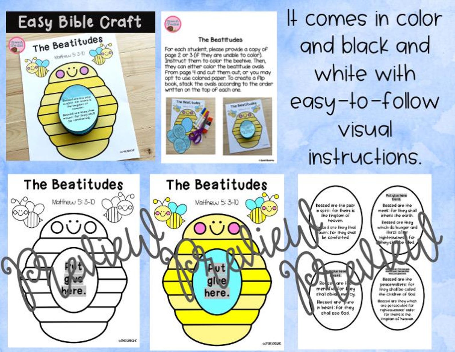 Beatitudes Bible Craft for Kids Beehive Christian Scripture ...