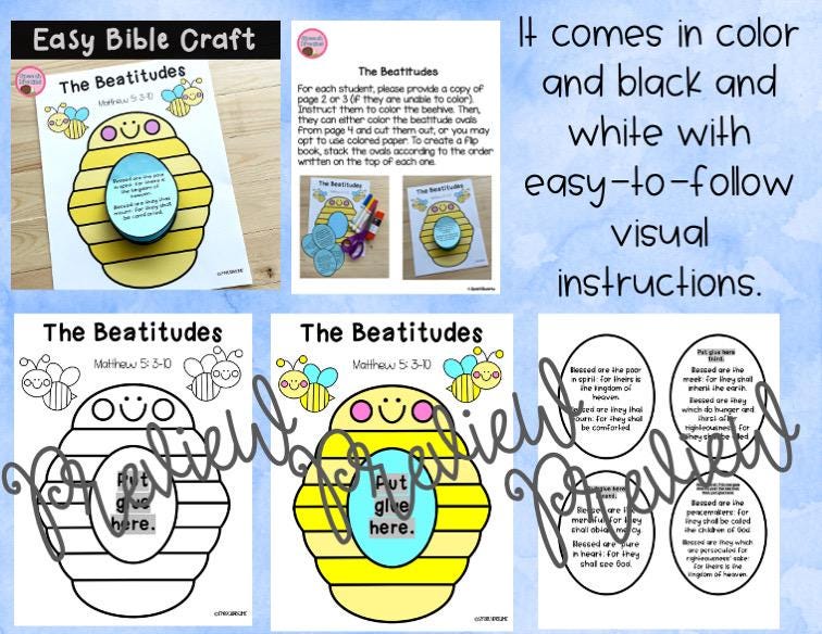Beatitudes Bible Craft for Kids Beehive Christian Scripture ...