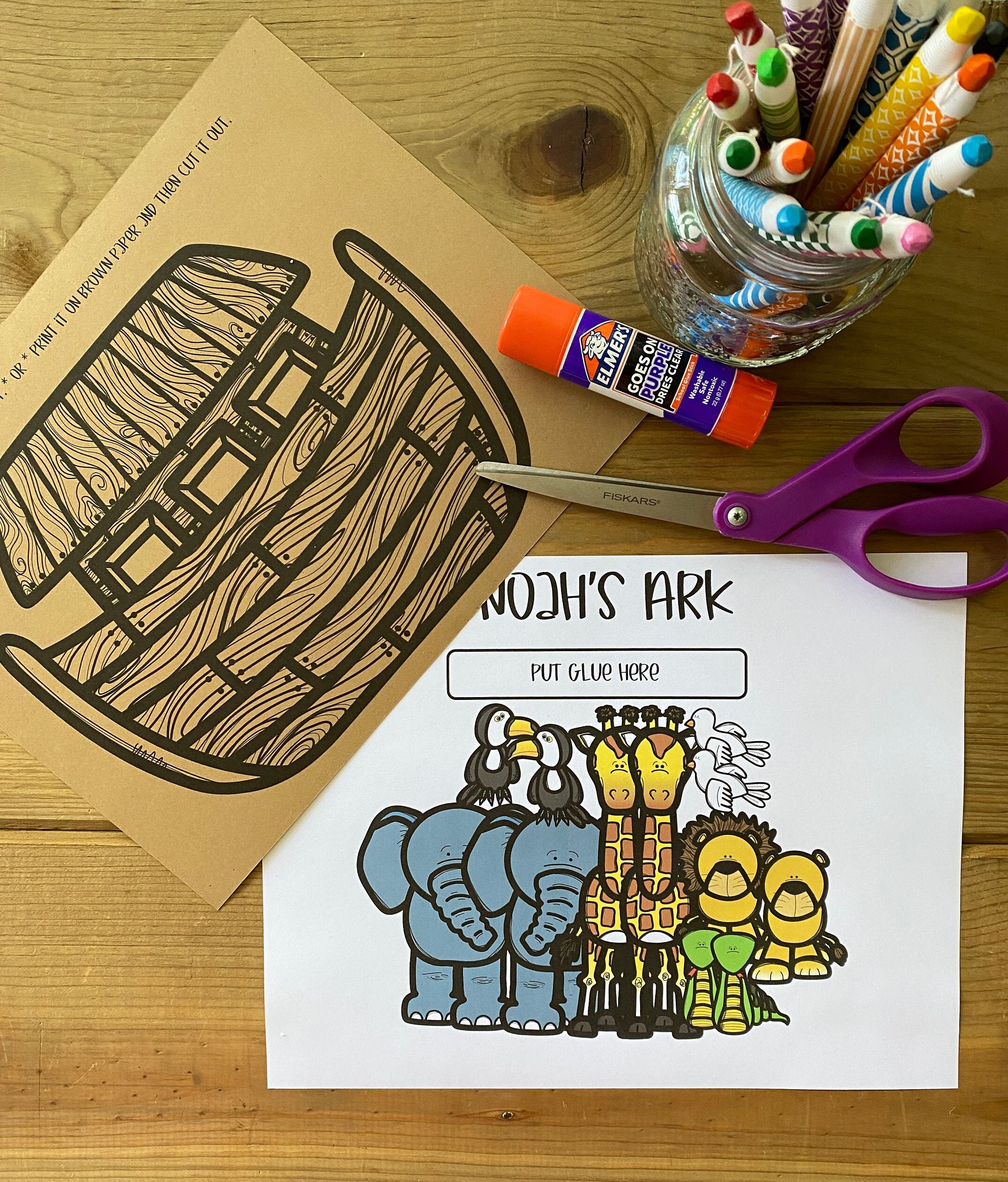 Noah's Ark Bible Craft for Kids Animals Two by Two Rainbow Flood Sunday ...