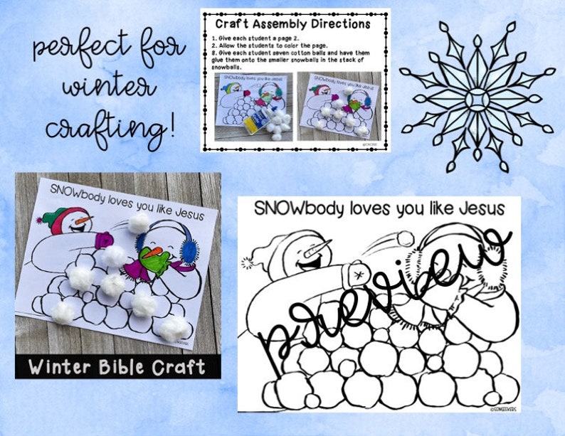 Winter Snowman Craft for Church Bible Lesson for Kids Snowball Fight - Etsy