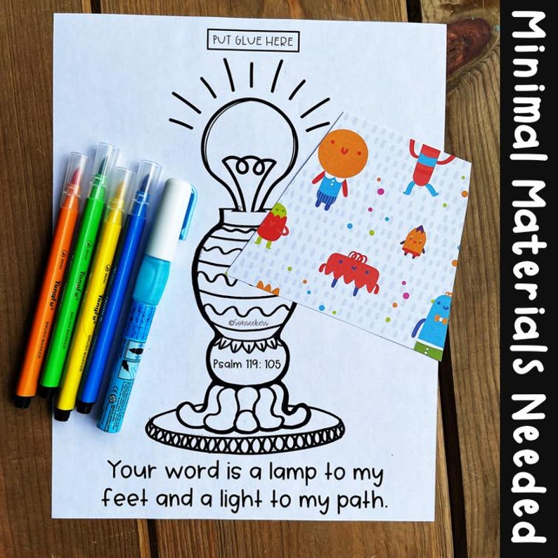 Lamp Bible Craft for Kids Showcasing Psalm 119, Verse 105 | Engaging ...