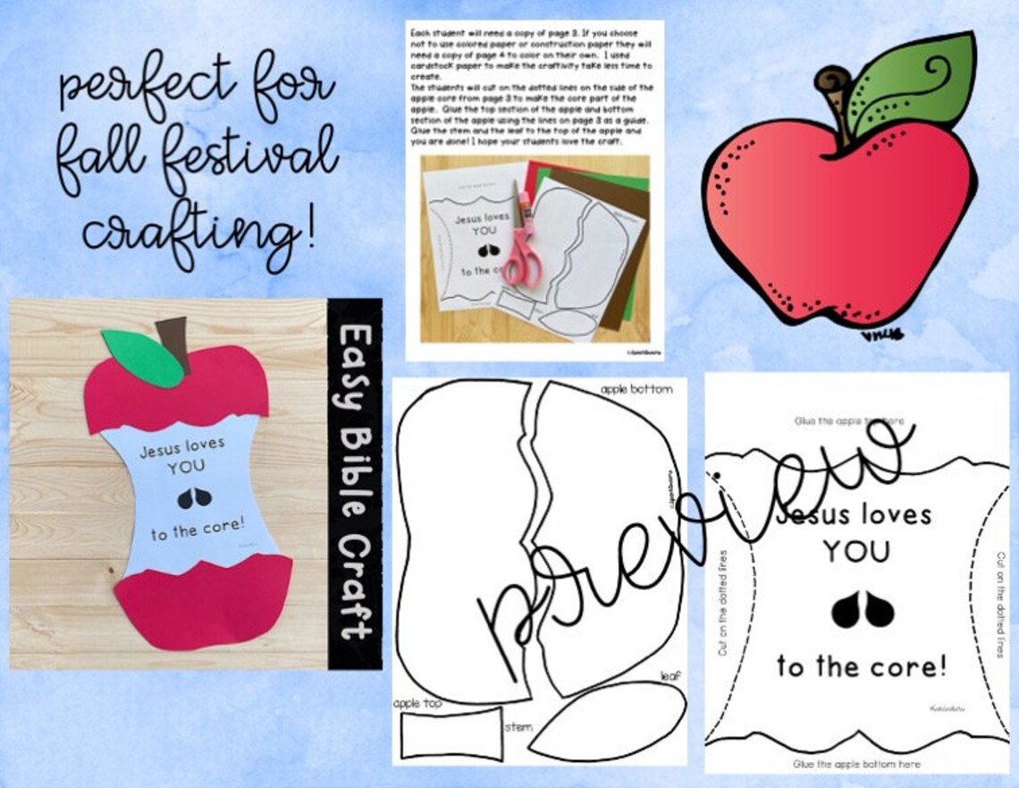 Fall Apple Christian Bible Craft for Kids | Sunday School - Etsy