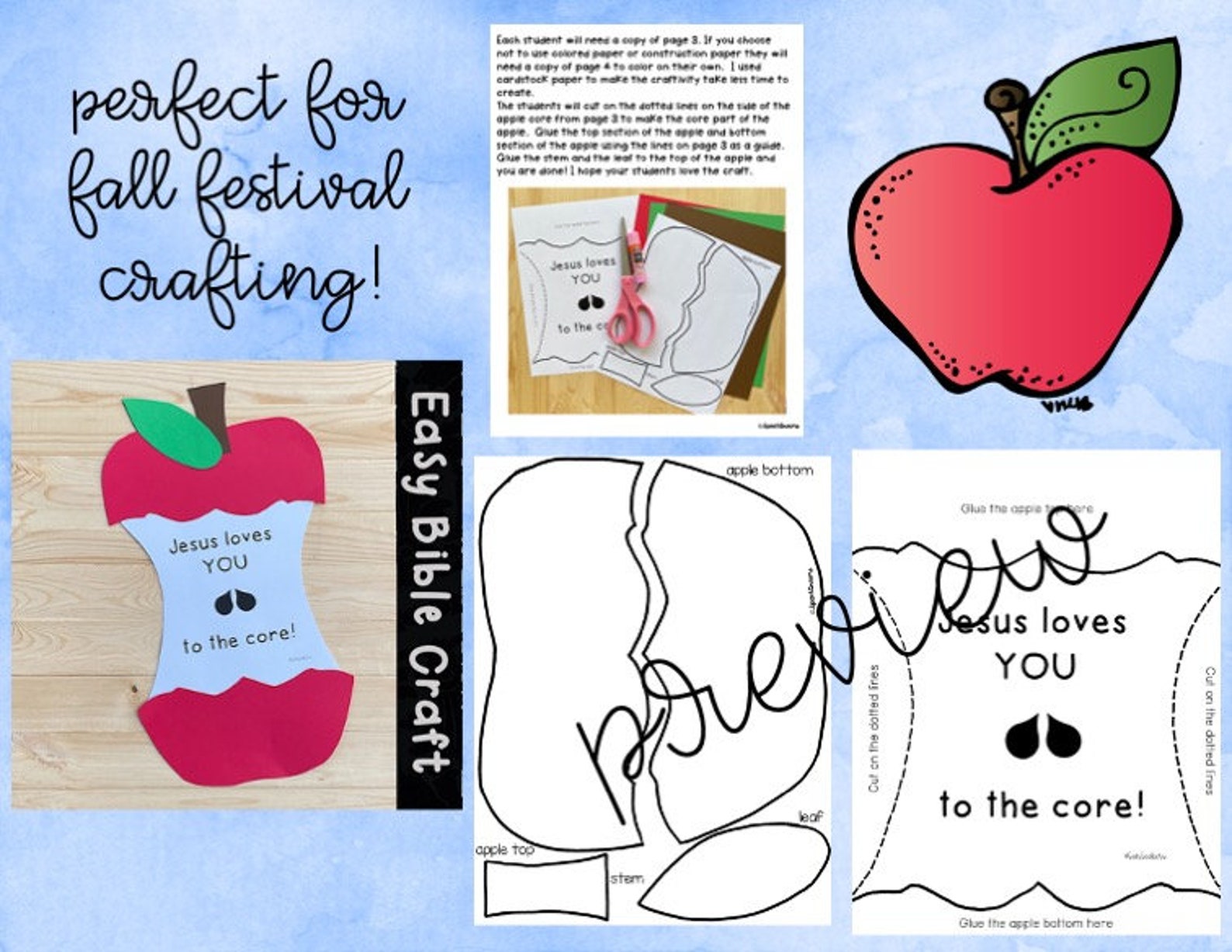 Fall Apple Christian Bible Craft for Kids | Sunday School - Etsy