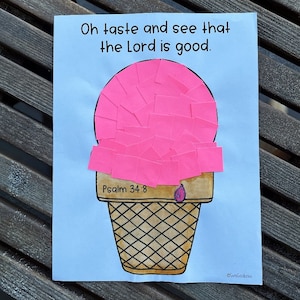 Ice Cream Bible Craft for Kids Psalm 34 Verse 8 Summer Activities ...