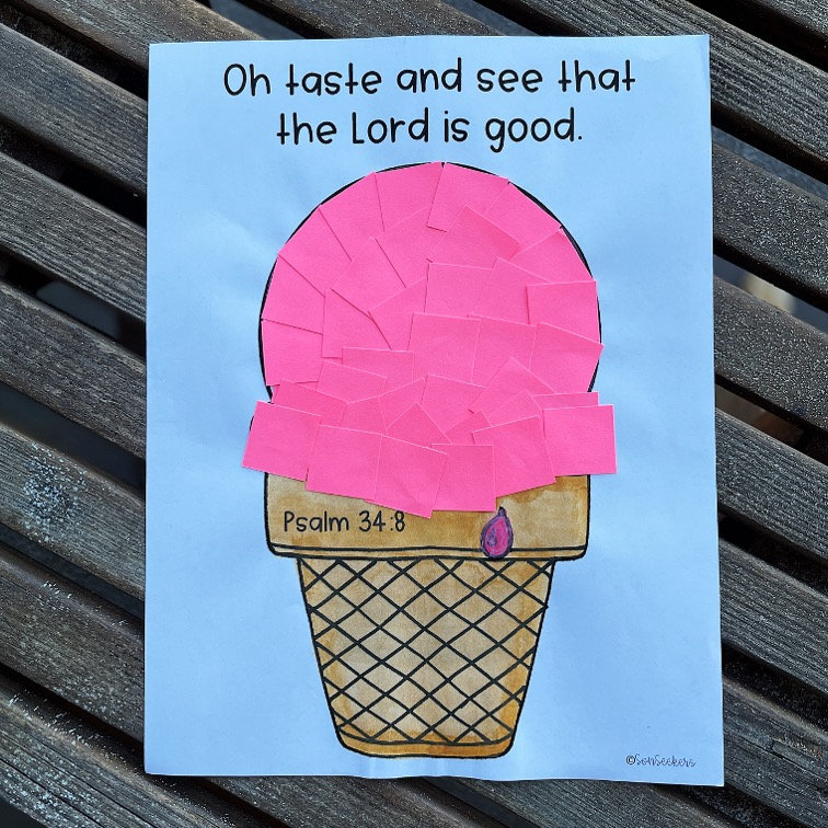 Ice Cream Bible Craft for Kids Psalm 34 Verse 8 Summer Activities ...