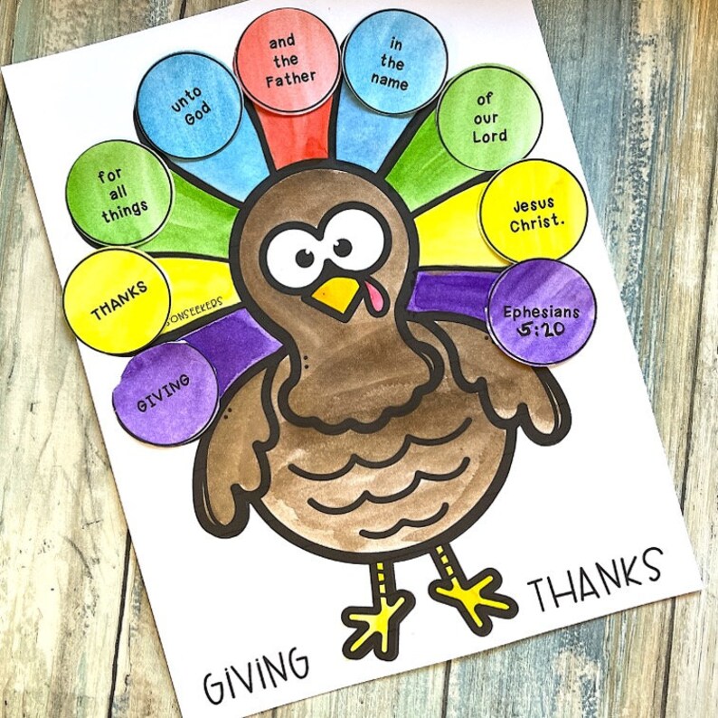 Thanksgiving Bible Craft for Kids: Turkey Ephesians 5 Verse 20 - Etsy