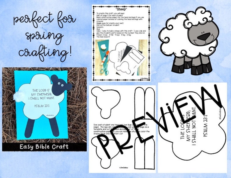 Spring Sheep Bible Craft for Kids Psalm 23:1 - Etsy