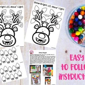 Reindeer Christmas Craft: Shine Jesus' Light Activity for Kids - Etsy