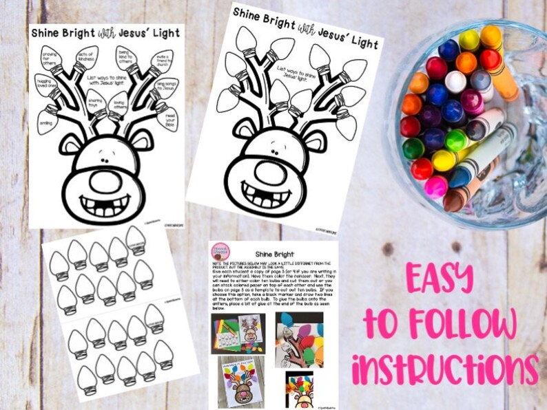 Reindeer Christmas Craft: Shine Jesus' Light Activity for Kids - Etsy