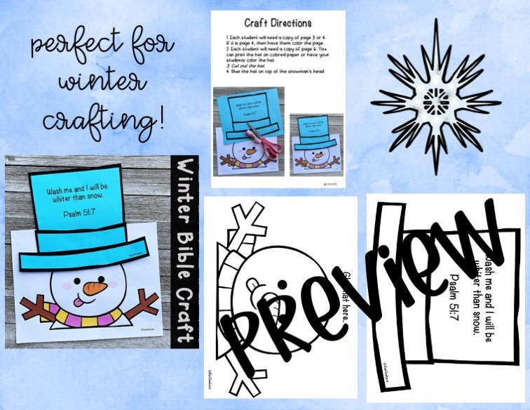 Winter Bible Craft for Church Kids Snowman Hat Scripture - Etsy