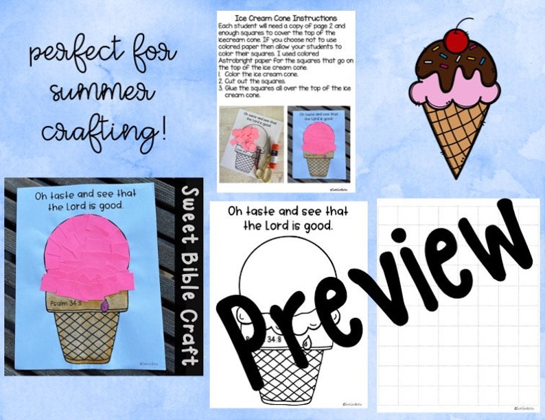 Ice Cream Bible Craft for Kids Psalm 34 Verse 8 Summer Activities ...