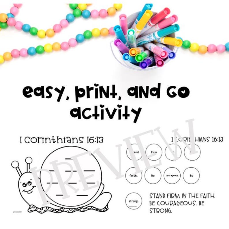 Snail Bible Verse Craft: Corinthians 16 Activity (digital Download) - Etsy