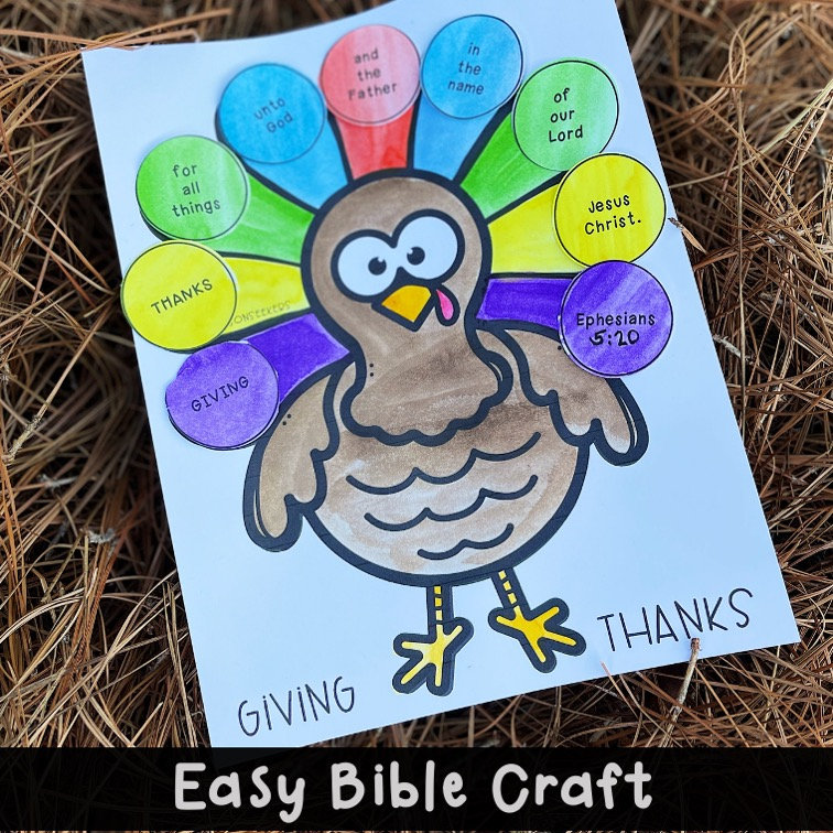 Thanksgiving Bible Craft for Kids: Turkey Ephesians 5 Verse 20 - Etsy