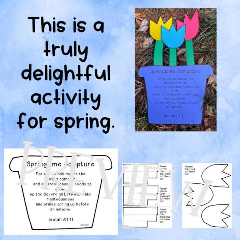 Spring Flowers Bible Craft for Kids Worksheet Activity Scripture Memory ...